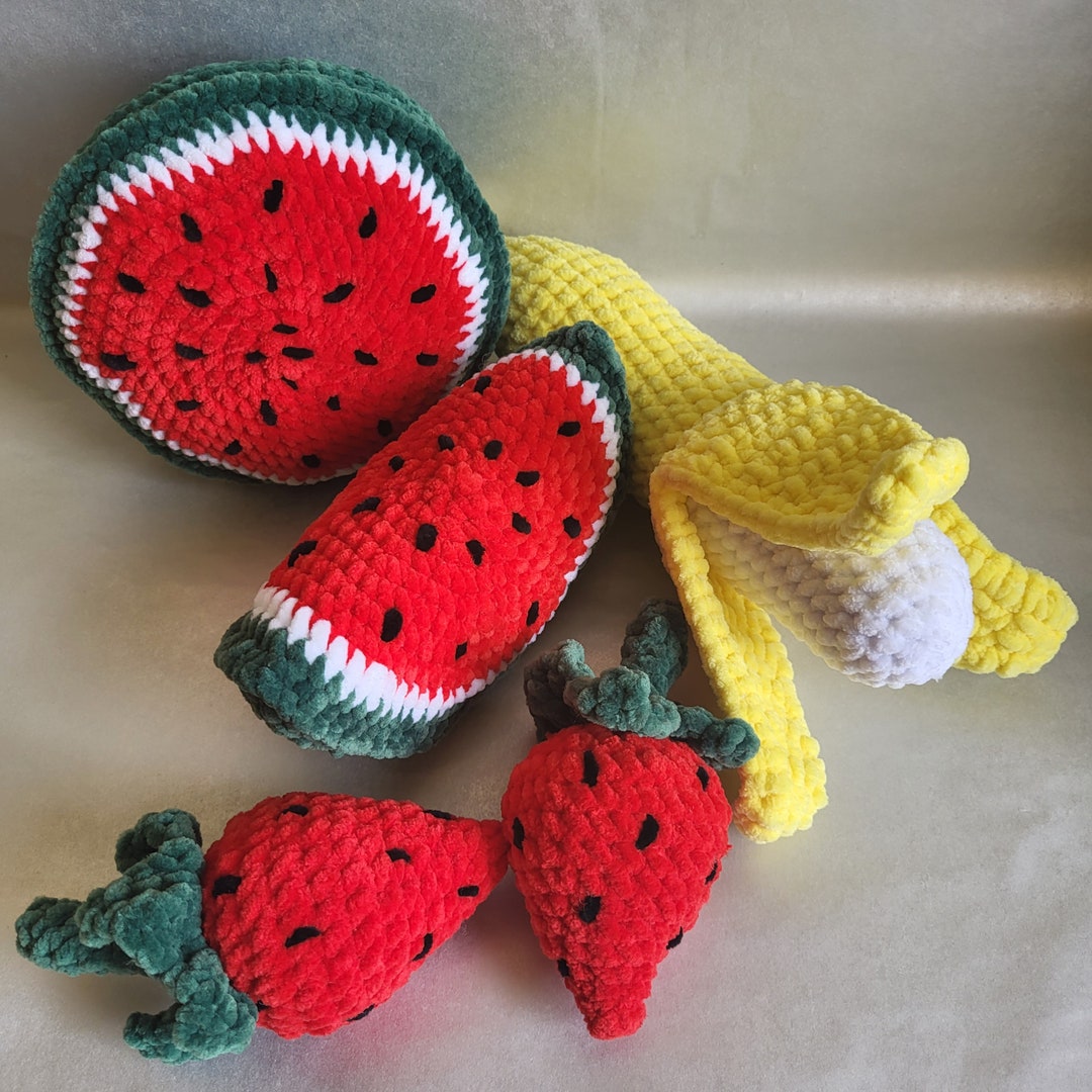 Crochet Fruits Toddler Plush Decor Study and Play Toys Amigurumi Fruits ...