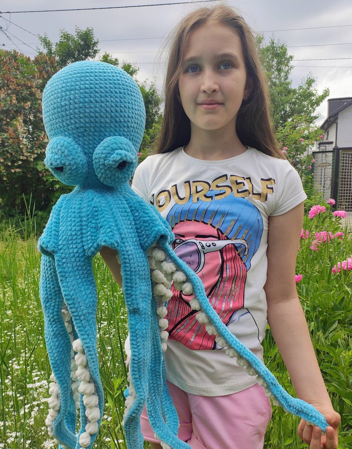 Teal Sea Animals Giant Octopus Plush Toy Jellyfish Crochet - Etsy
