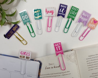 Sticker Paper Clips, Quote Bookmark Paper Clips, Planner Accessory ...