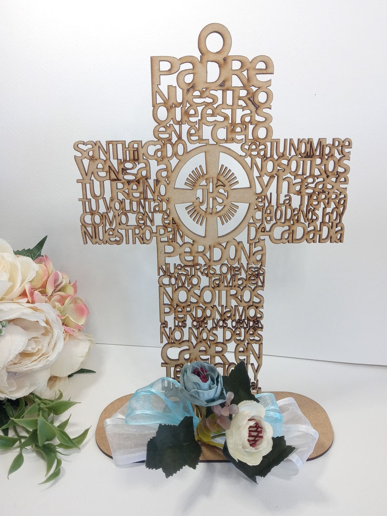 Cross Prayer Our Father First Communion Centerpiece, Lord's Prayer ...