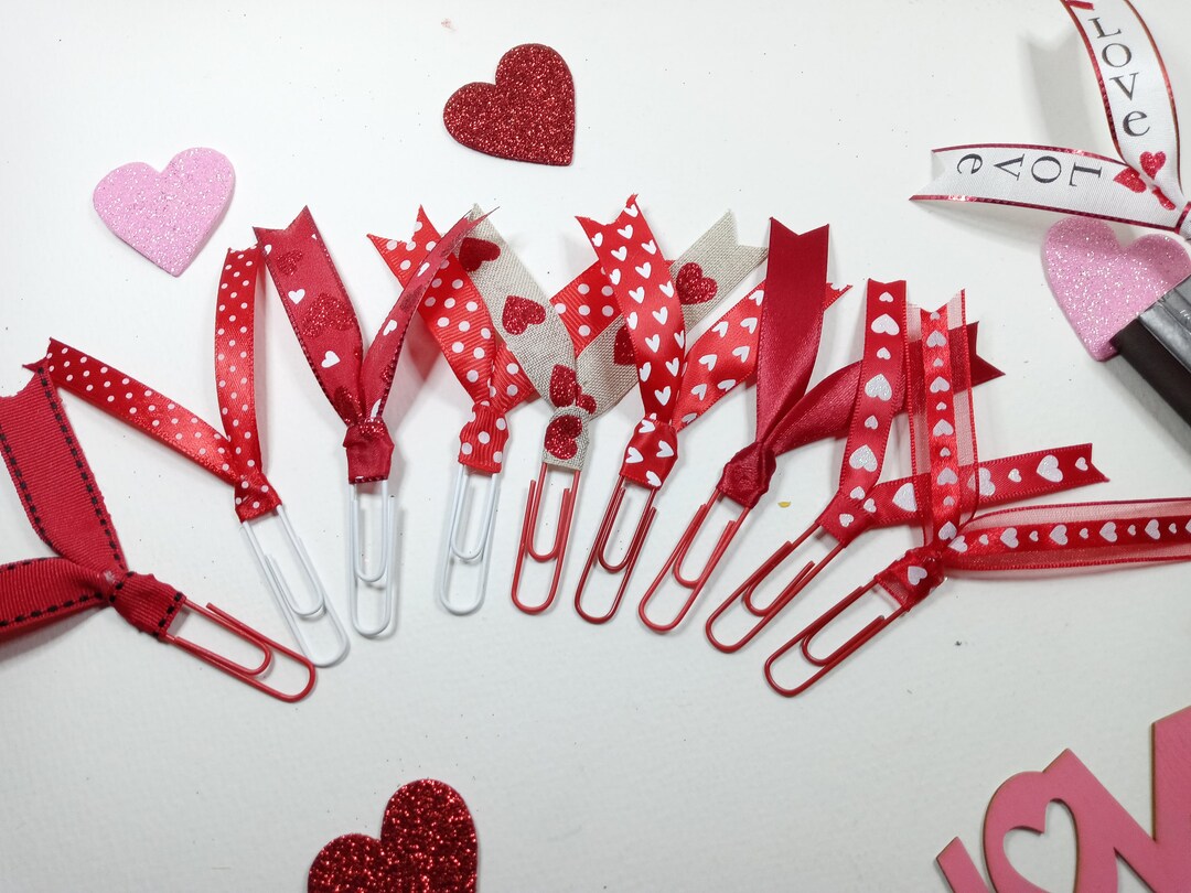 Valentine's Day Ribbon Paper Clips, Love Gift Bookmark Paper Clips ...