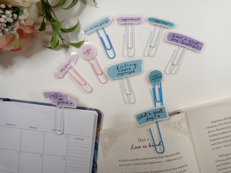Sticker Paper Clips, Quotes Bookmark Paper Clips, Planner Accessory ...