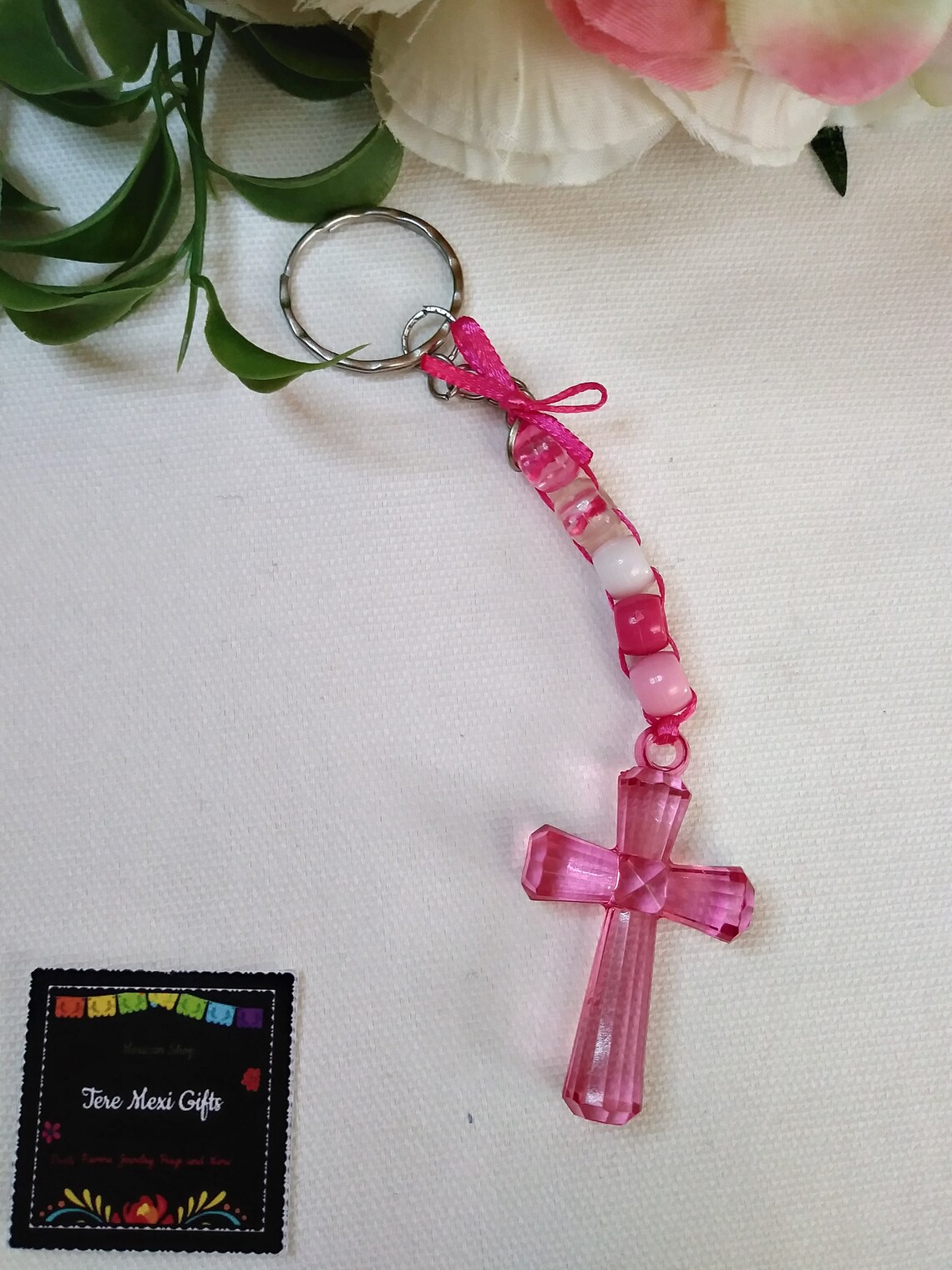 Keychain Baptism Party Favors. Cross Keychain First Communion - Etsy