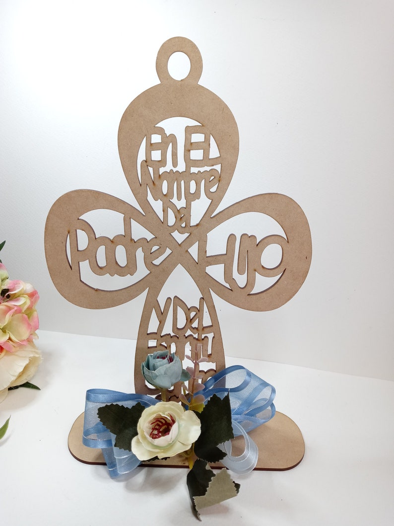 Wooden Cross First Communion Centerpiece Keepsakes Baptism Confirmation ...
