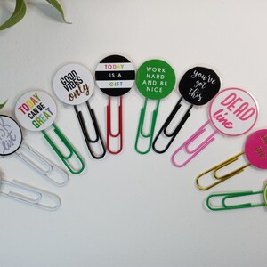 Sticker Paper Clips, Quote Bookmark Paper Clips, Planner Accessory ...