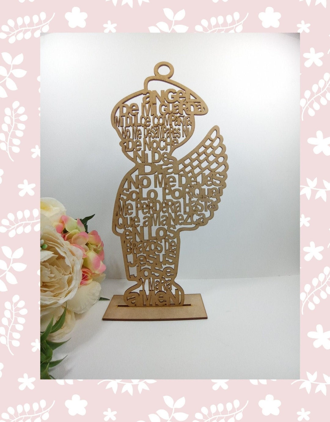 Wooden Guardian Angel Centerpiece. Angel Cake Topper. Baptism ...