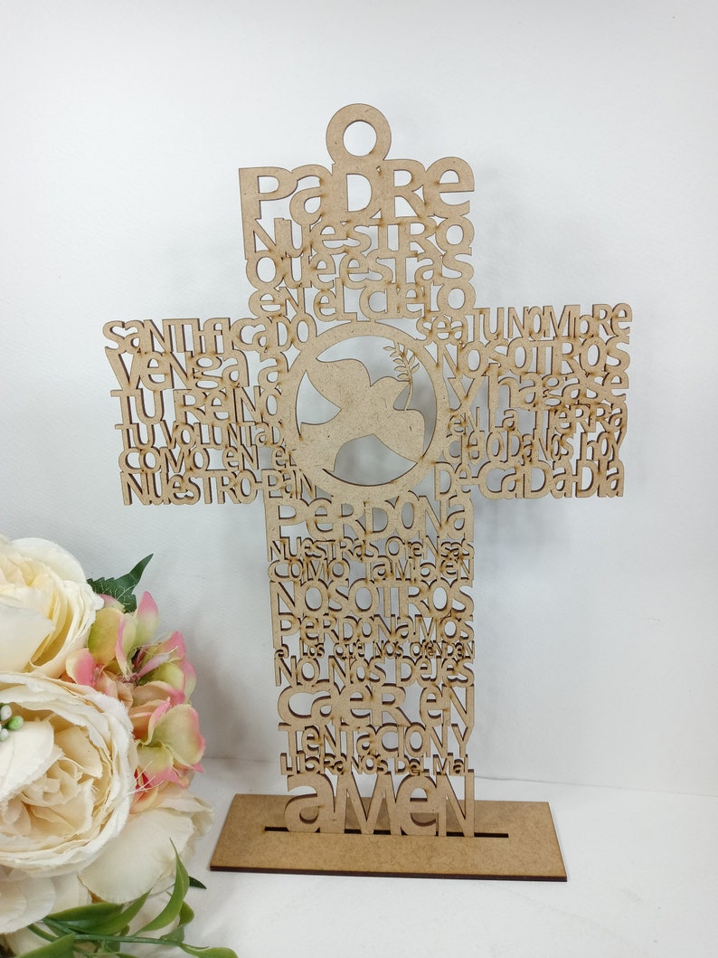 Wooden Cross Our Lord's Prayer First Communion Centerpiece, Holy Spirit ...