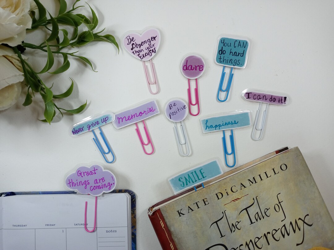 Motivational Sticker Paper Clips, Bookmark Clips, Planner Accessory ...