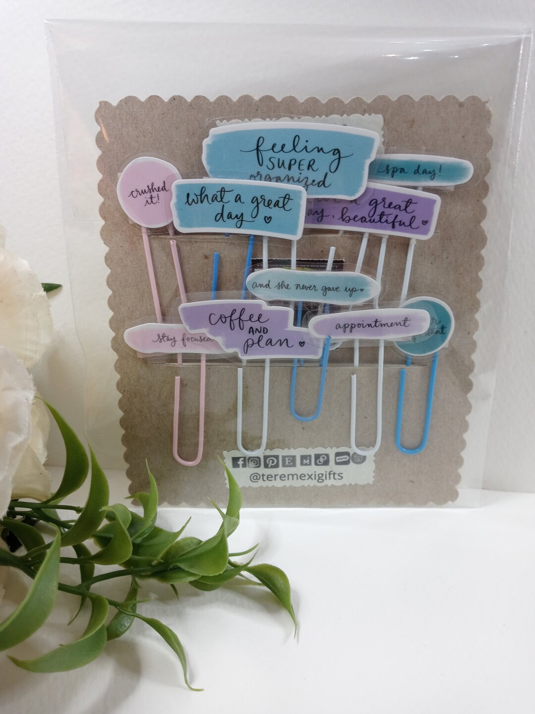 Sticker Paper Clips, Quotes Bookmark Paper Clips, Planner Accessory ...