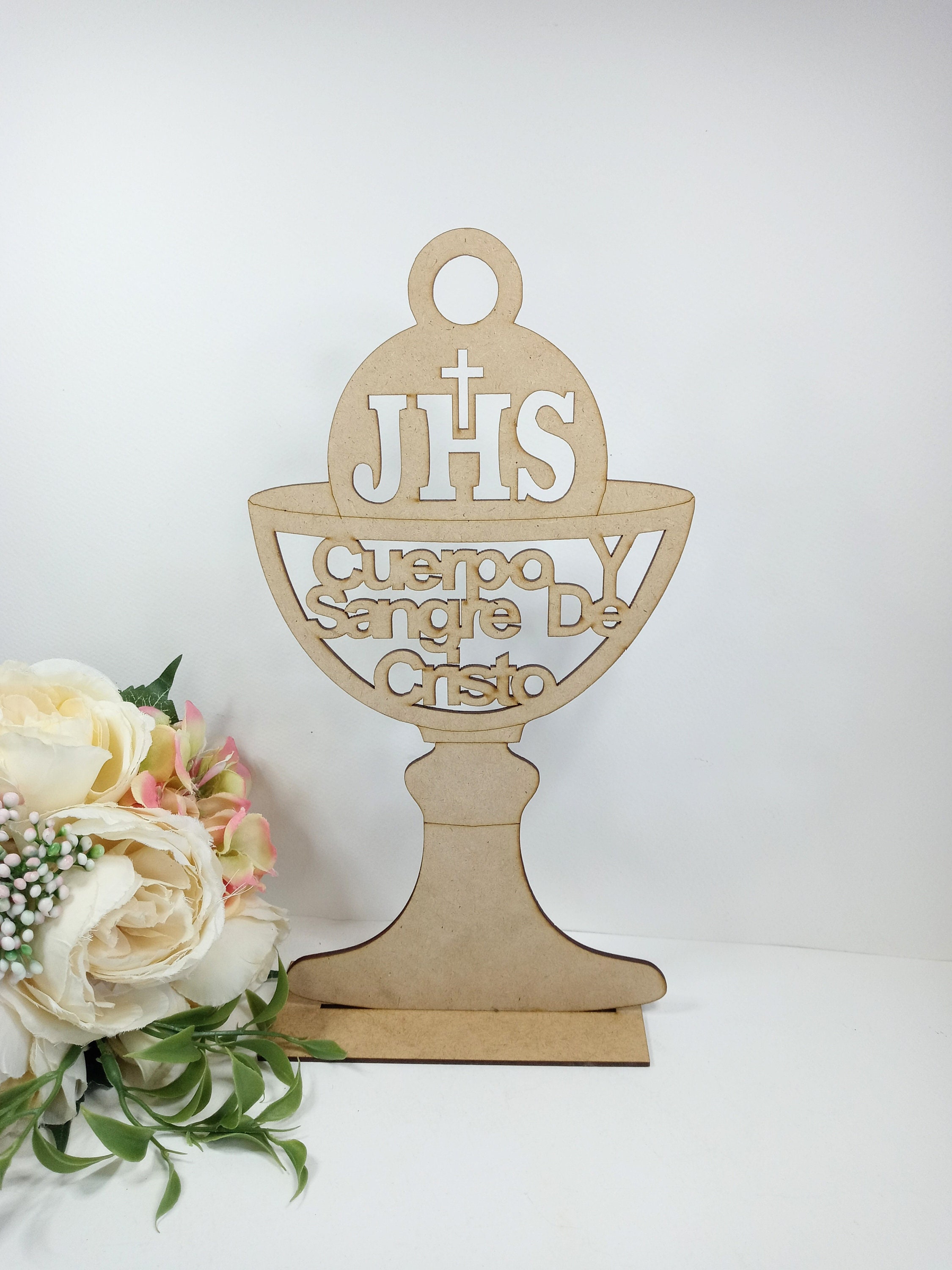Holy Chalice Cake Topper. Wooden Grial First Holy Communion Cake Topper ...