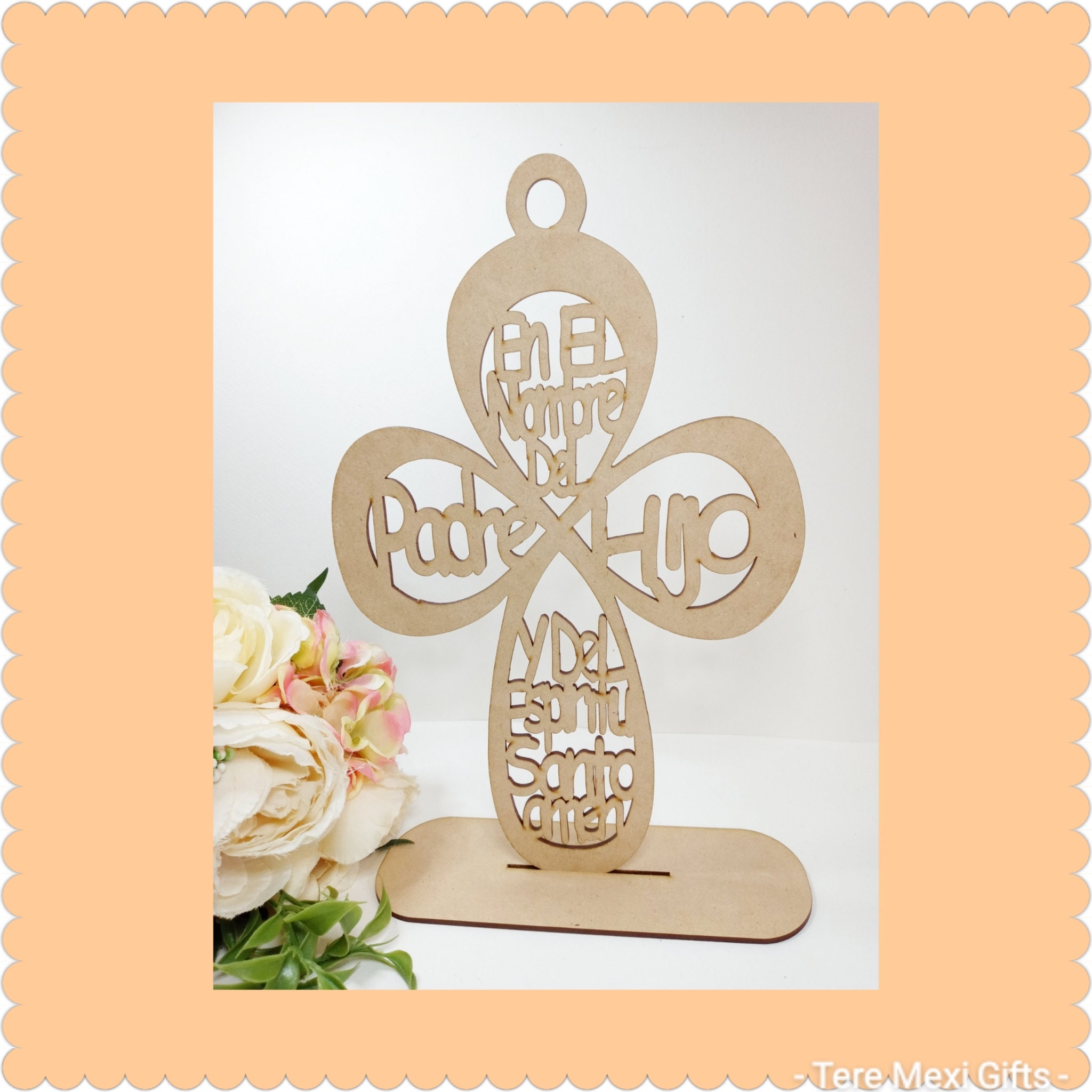 Wooden Cross First Communion Centerpiece Keepsakes Baptism Confirmation ...