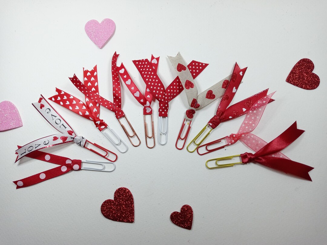 Valentine's Day Ribbon Paper Clips, Love Gift Bookmark Paper Clips ...