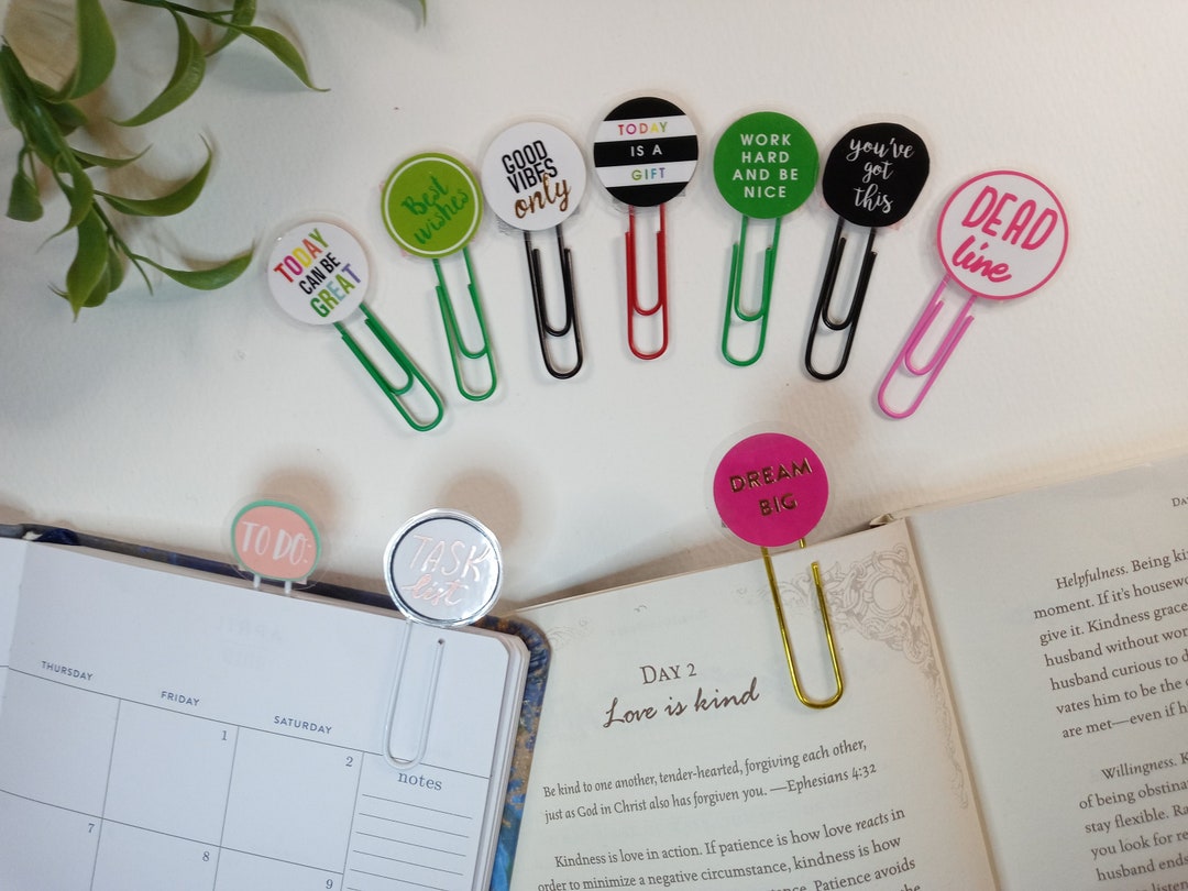Sticker Paper Clips, Quote Bookmark Paper Clips, Planner Accessory ...
