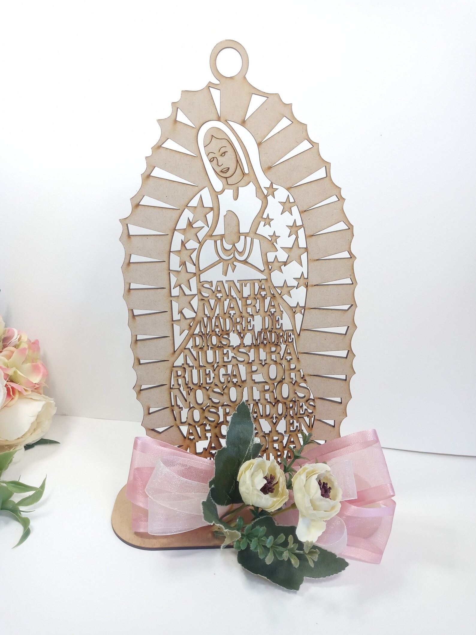 Wooden Virgin of Guadalupe. First Holy Communion Centerpiece. Baptism ...