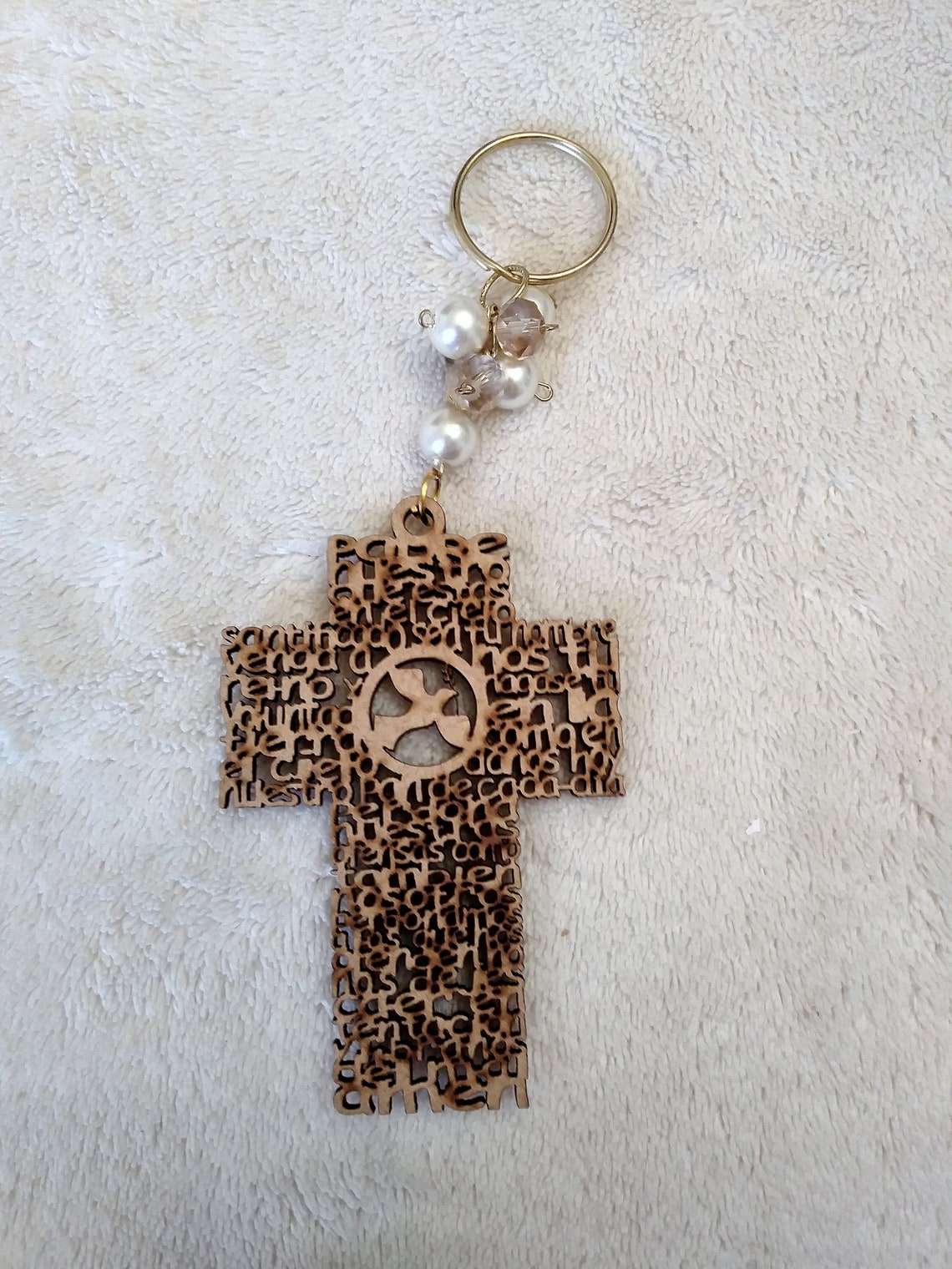 Keychain Wooden Cross First Communion Party Favors. Baptism | Etsy