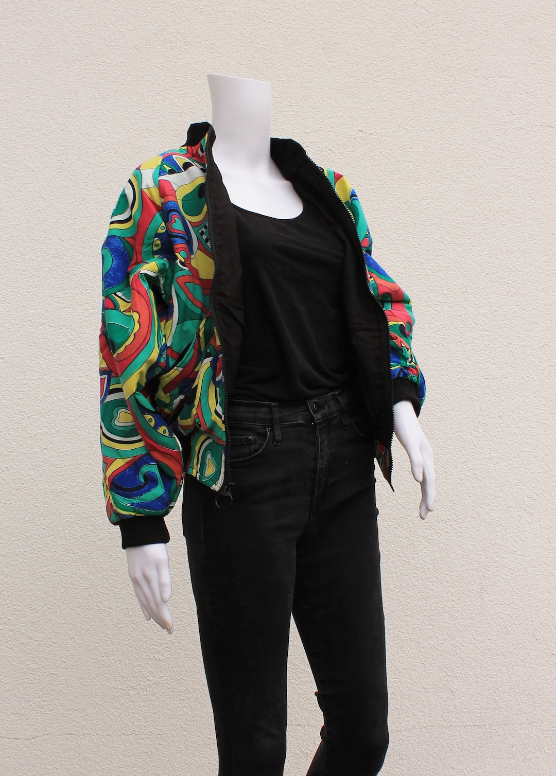 90s Vintage Bomber Jacket / Bunte Fledermausjacke Aus Den 90ern / Retro ...