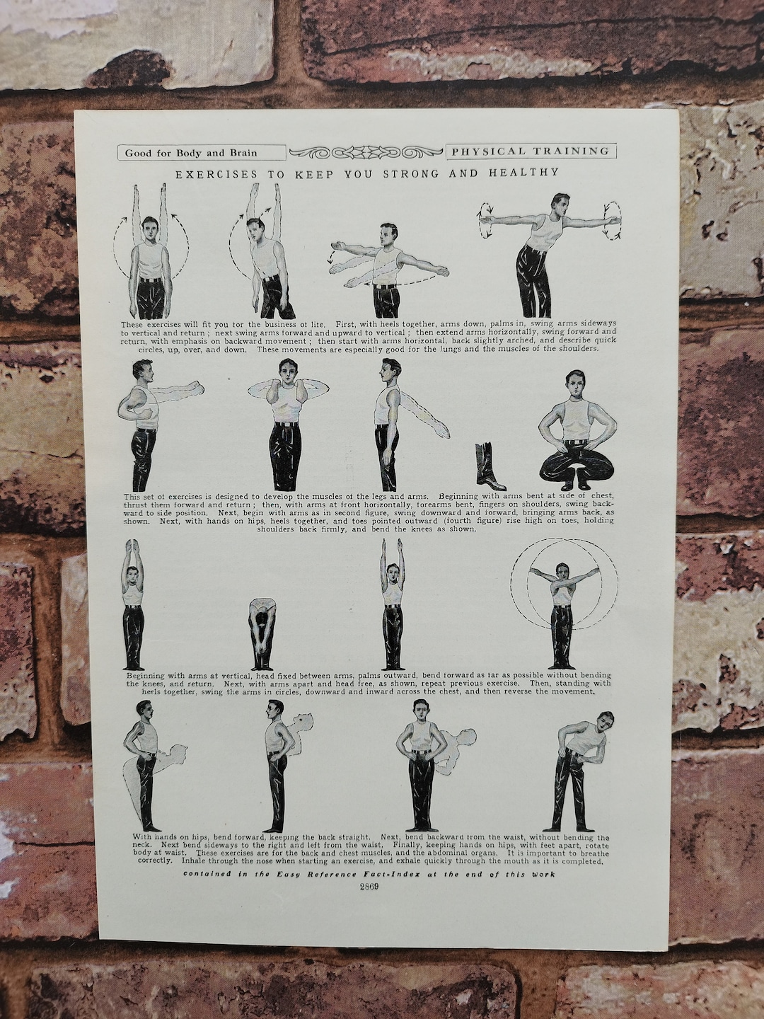 Original Vintage 1930s Men's Exercises Book Print Picture Diagram ...
