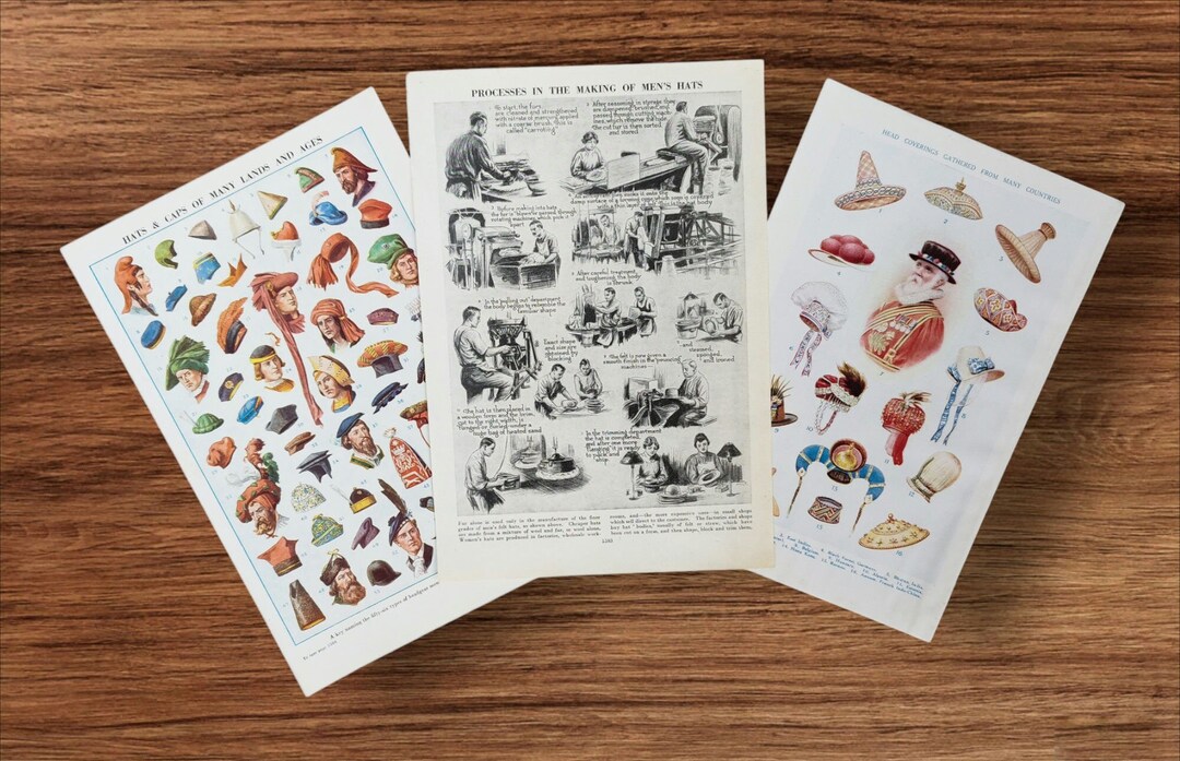 Original Vintage History of Mens Millinery Hat Making Book Print ...
