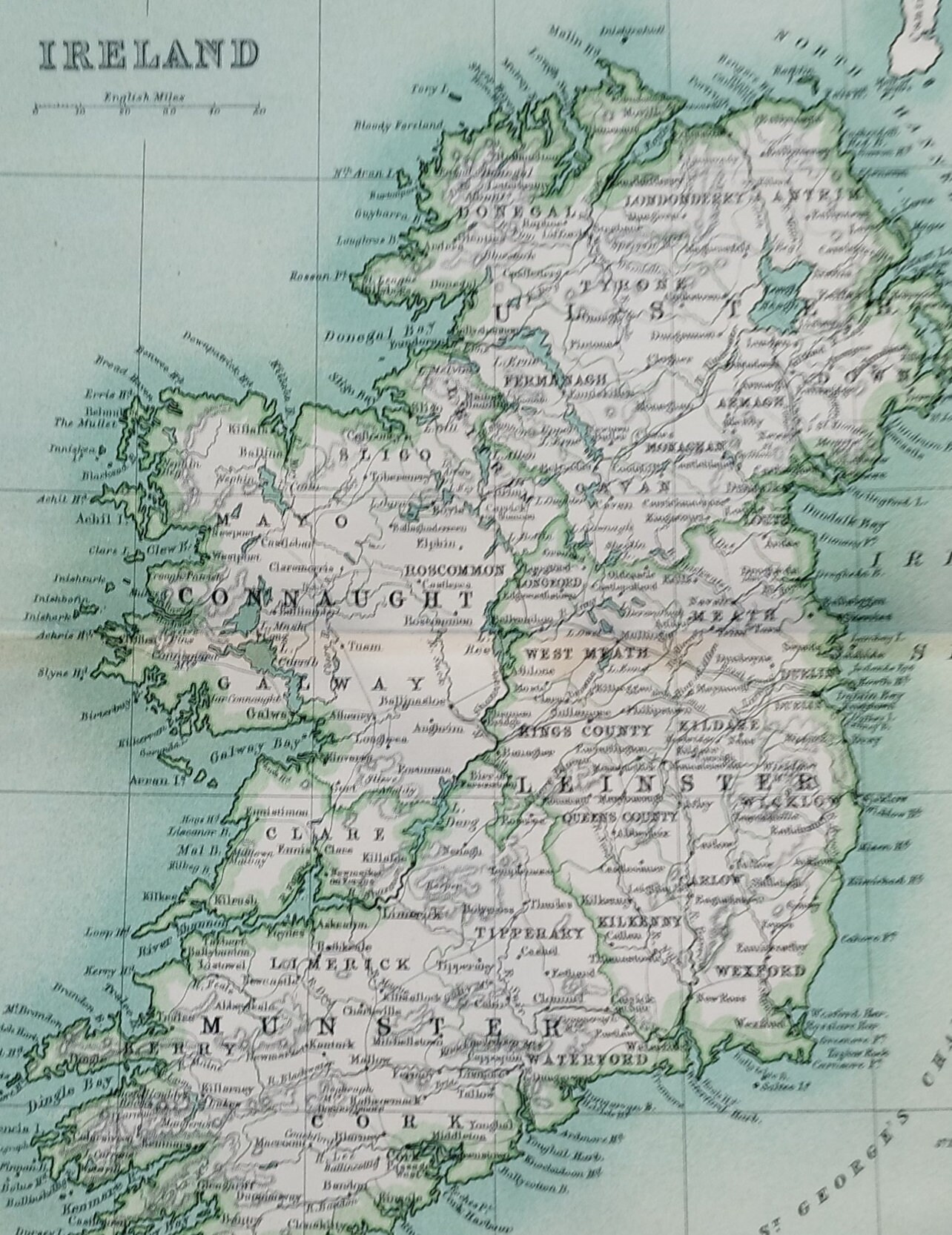 Ireland Antique Bookplate Lithograph Map Print 1906 , Historical World ...
