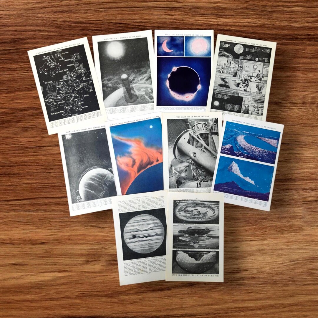 Set of 10 X Genuine Vintage Outer Space Solar System Book Art Print ...