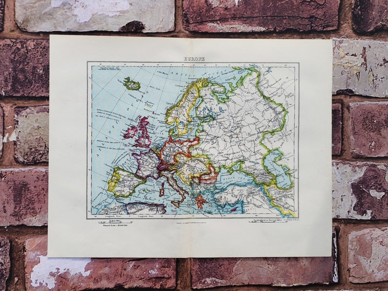 Antique 1906 Map of Europe Book Page Print Illustration Lithograph ...