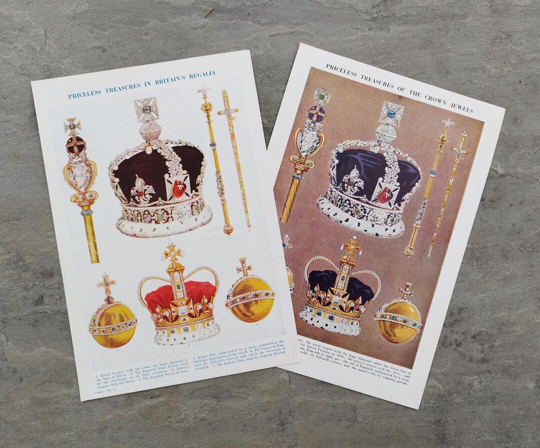 Original Vintage 1950s British Crown Jewels Book Lithograph Prints ...