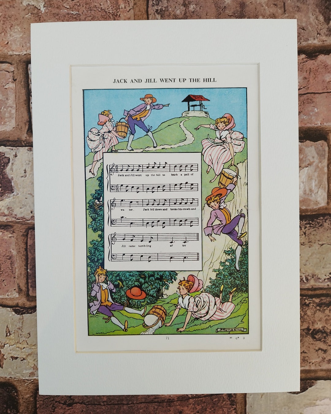 Vintage 1950s Jack and Jill Went up the Hill Book Print Picture in A4 ...