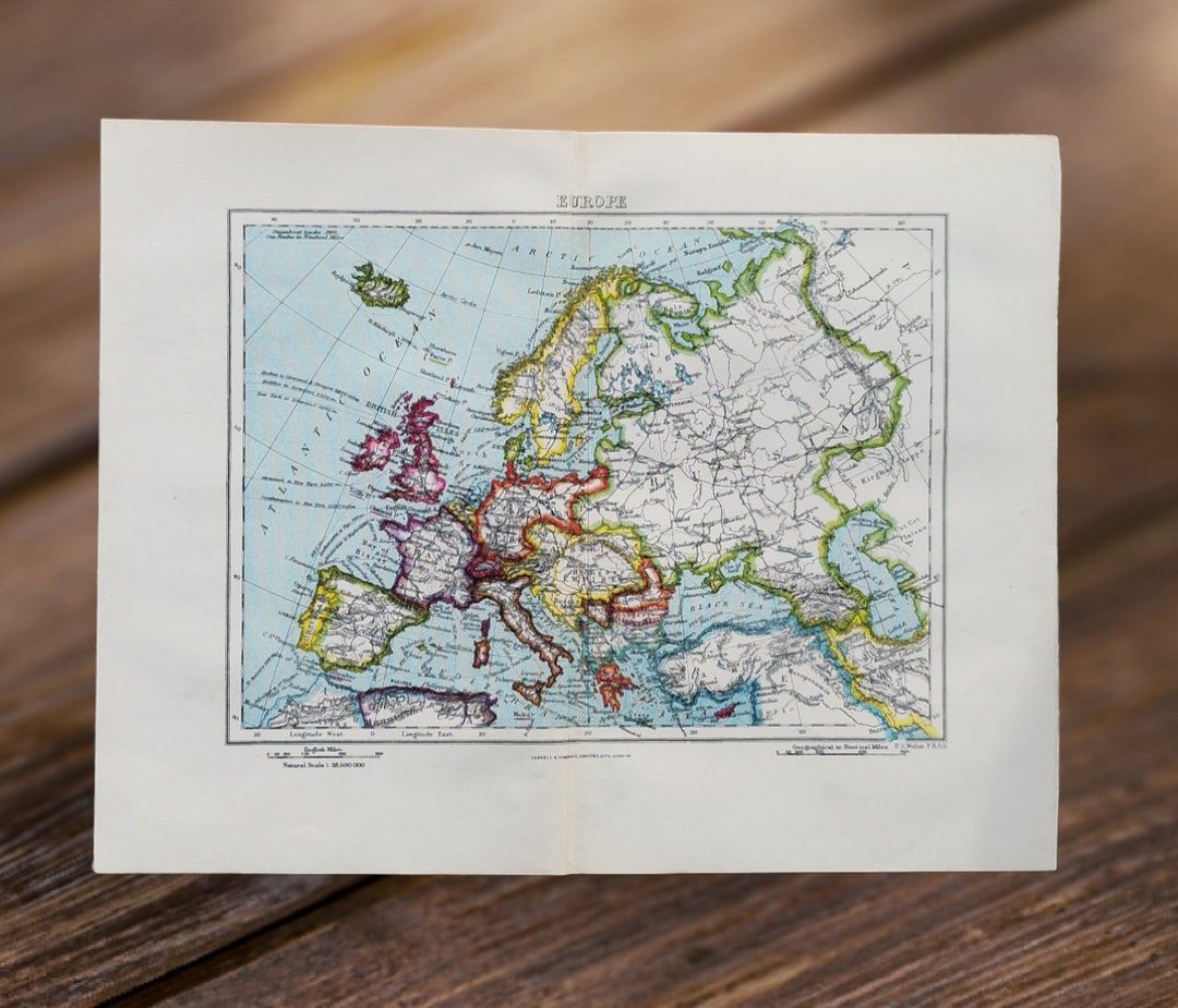 Antique 1906 Map of Europe Book Print Picture Lithograph , Rare Old ...