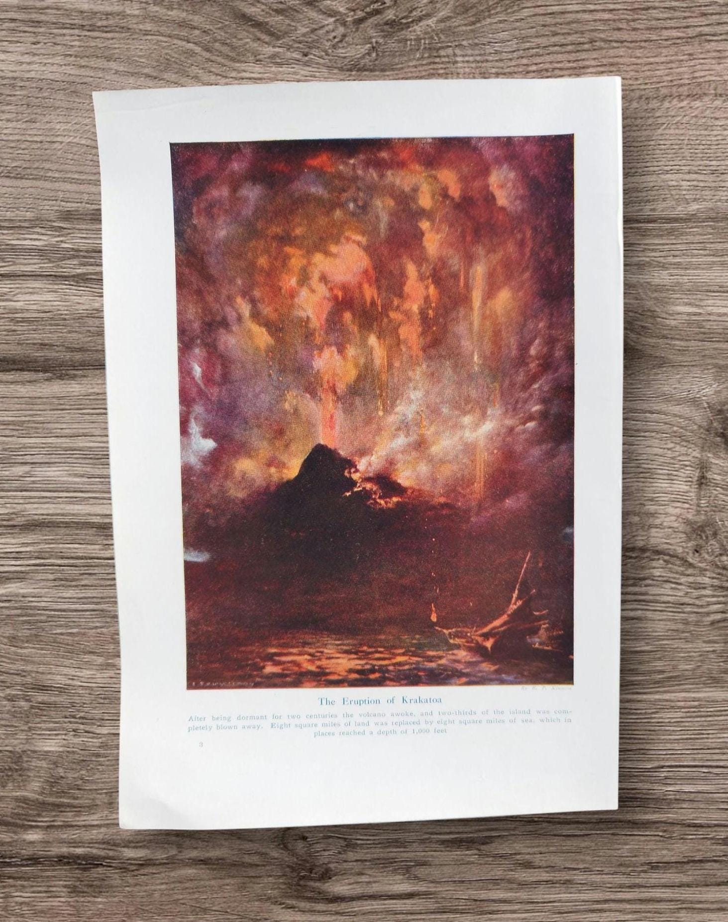 Original Antique 1915 the Eruption of Krakatoa Volcano Volcanic Cone ...