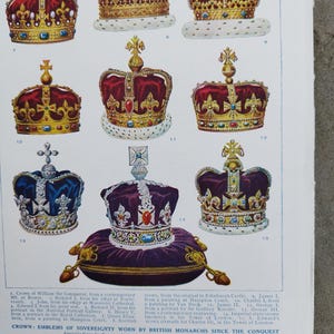 Vintage 1940s Crowns Emblems of Sovereignty Worn by British Monarchs ...