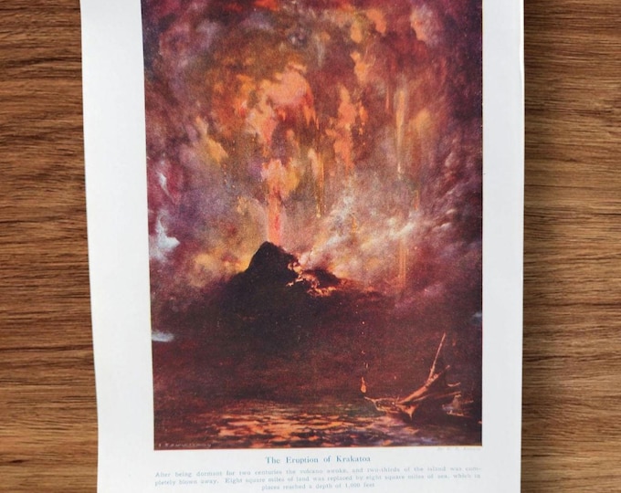 Original Antique 1915 the Eruption of Krakatoa Volcano Volcanic Cone ...