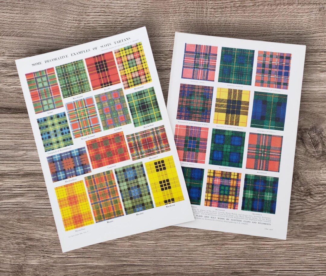 Vintage Scottish Kilts and Tartan Clan Design Book Print Pictures Wall ...