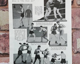 Boxing Print Original Antique 1920s Boxing Leads and Defences Moves Old ...