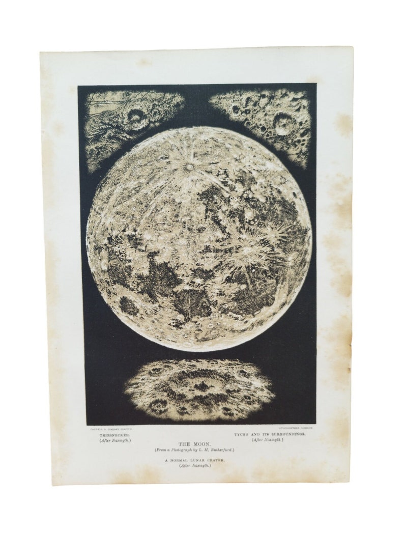 Victorian Antique 1890s the Moon Surface Photograph Lithograph Book ...