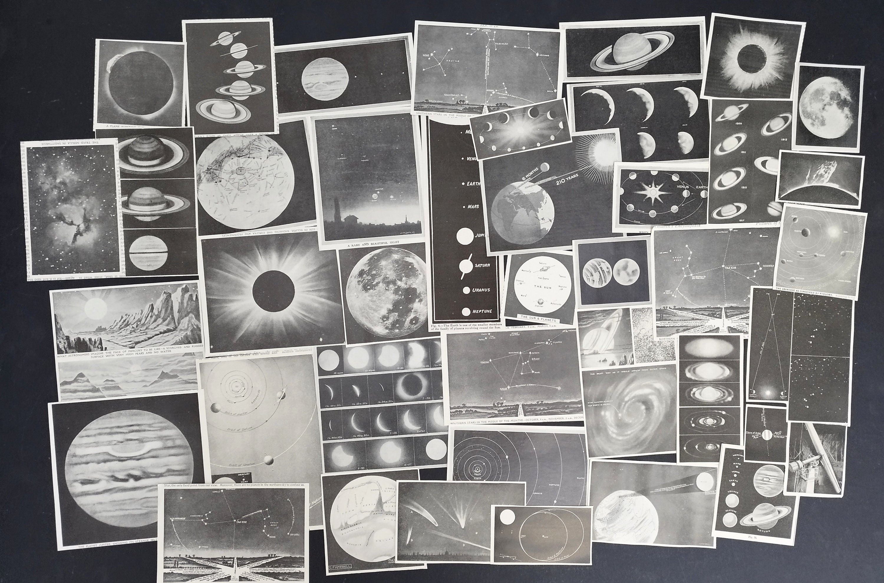 40 X Space Planets Solar System Stars Genuine Vintage Themed Ephemera ...