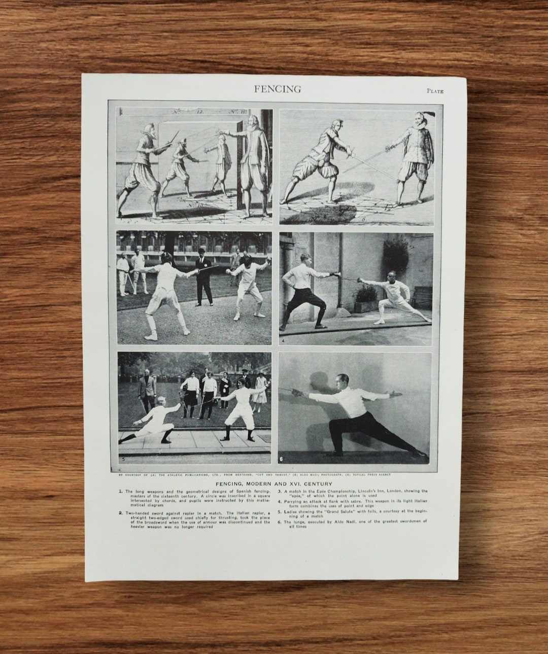Vintage 1950s Fencing Skills Moves Sword Fighting Book Print Picture ...