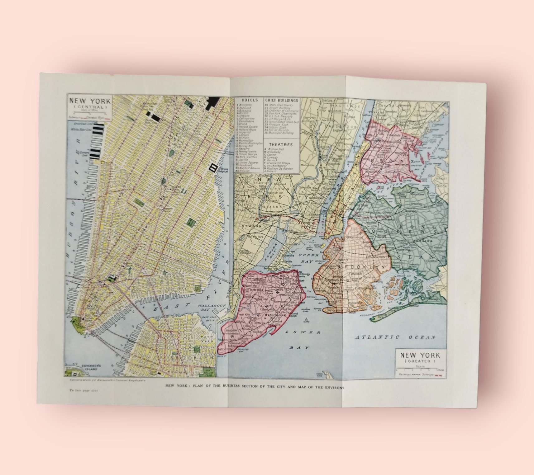 Antique 1920s New York Street Map Book Print Illustration - Etsy