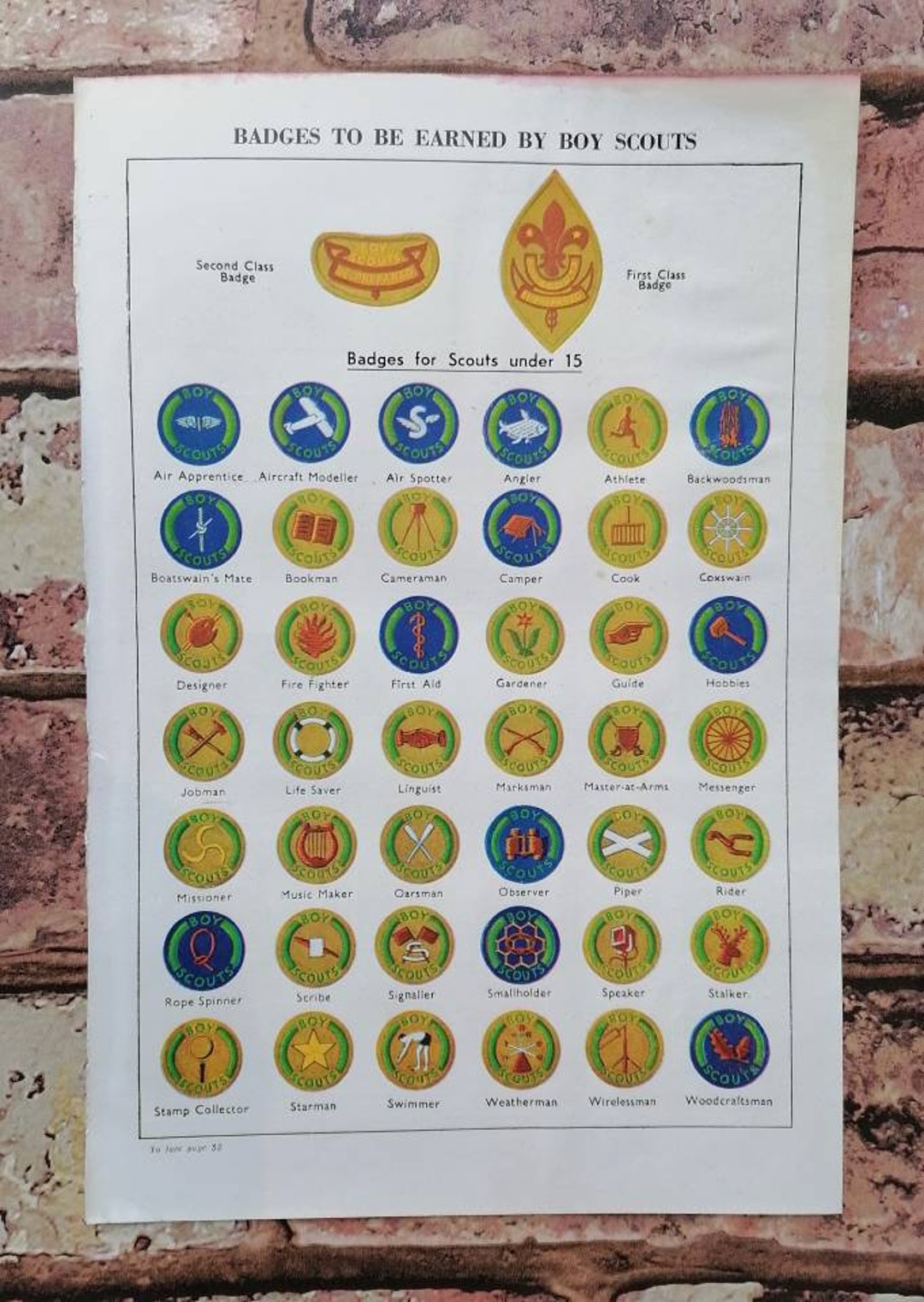 Original Vintage 1950s Badges Earned by Boy Scouts Book Print Picture ...