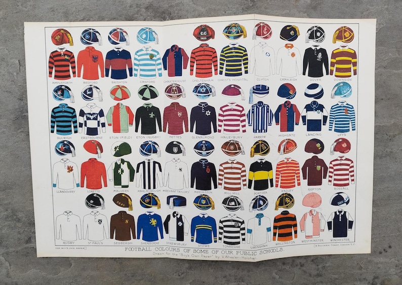 Original Antique 1925 Football Colours of British Public Schools ...