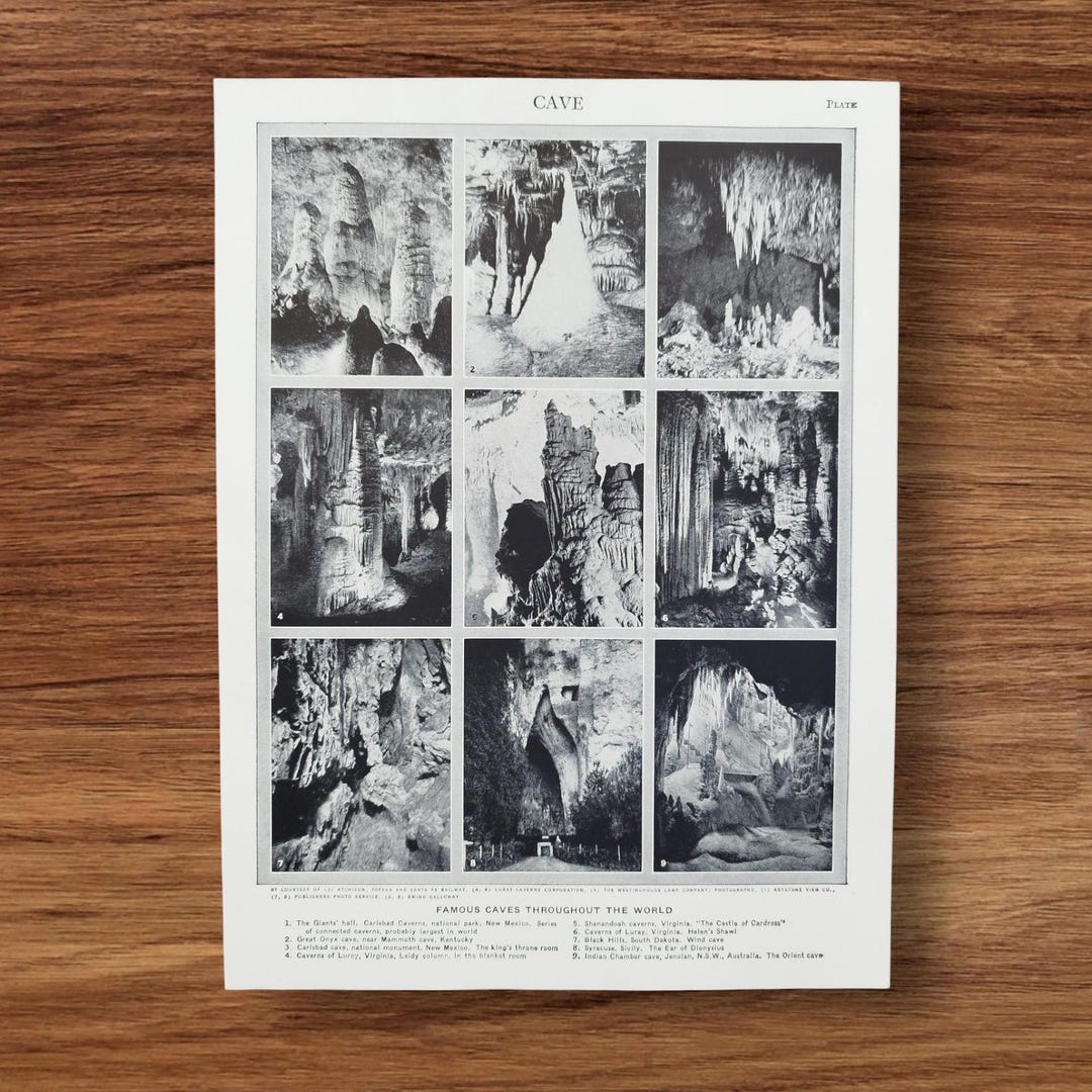 Original Vintage 1950s Famous Caves Around the World Book Print Picture ...
