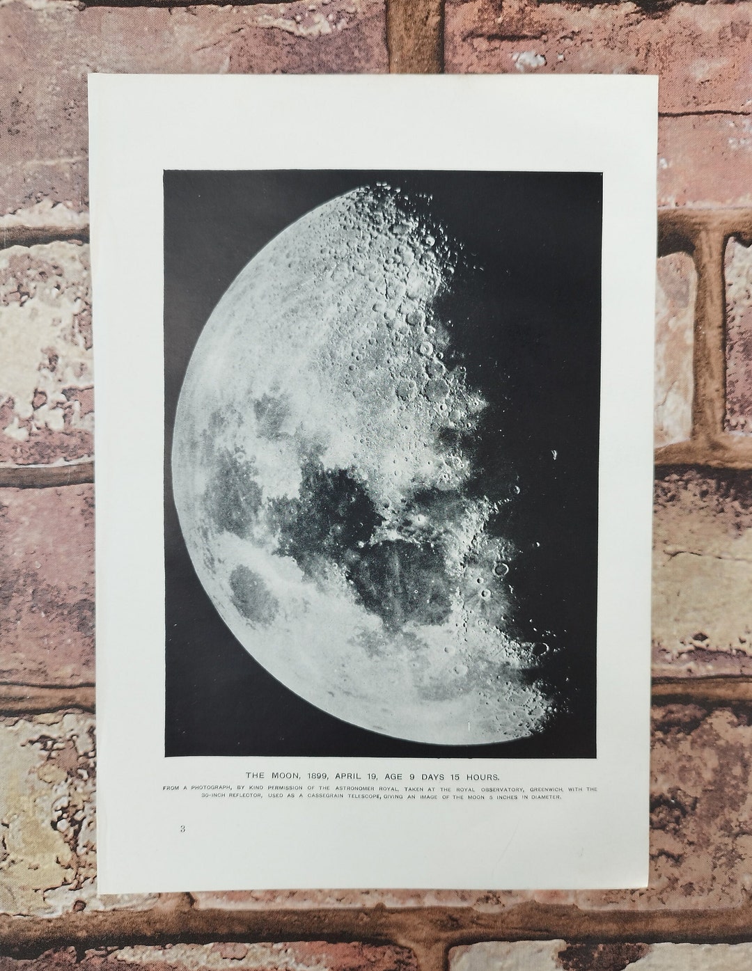 Genuine Antique 1890s the Moons Surface Book Print Picture , Astronomy ...
