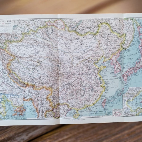 Antique 1920s Map of the Chinese Empire Book Print Lithograph - Etsy ...