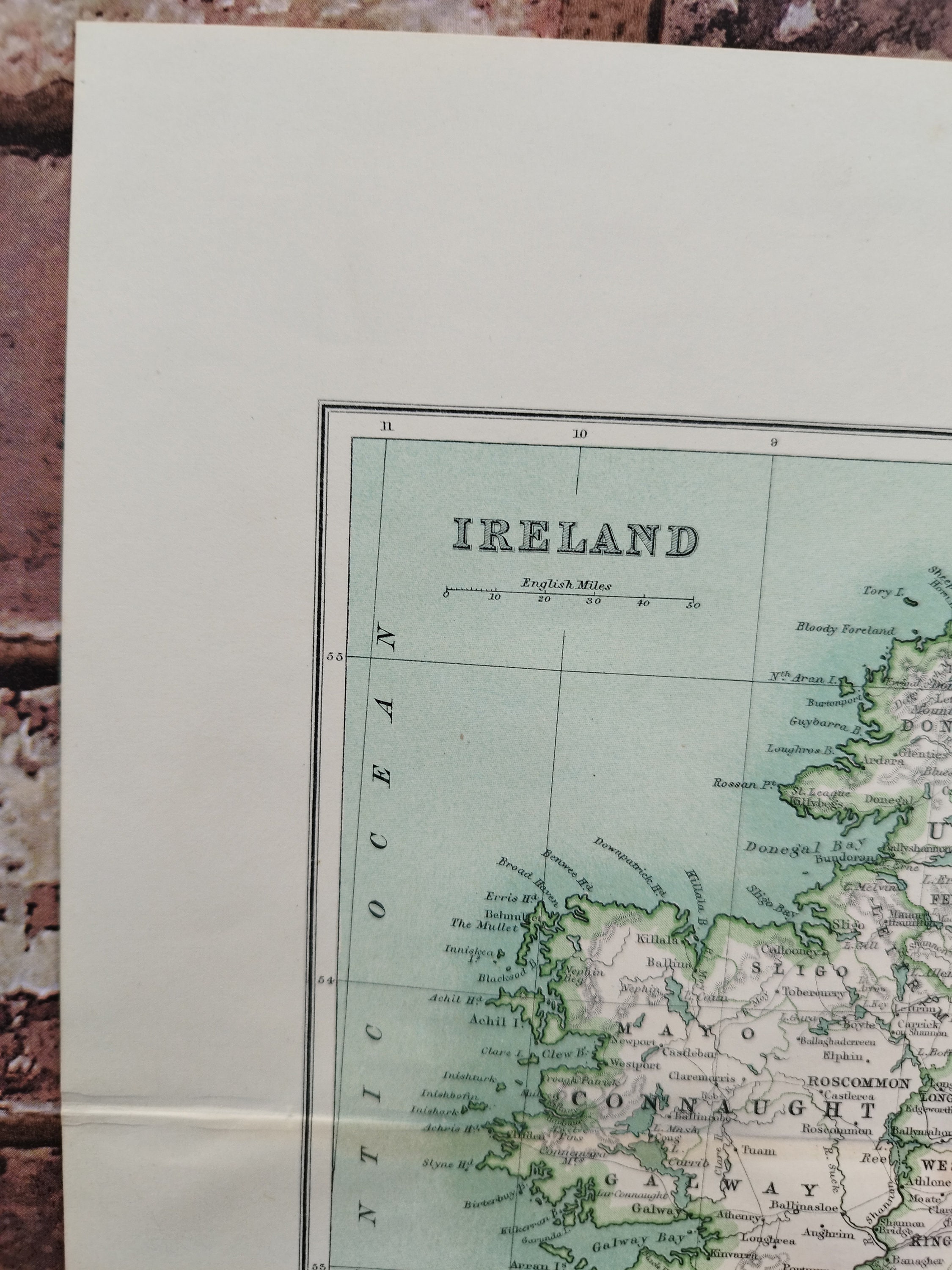 Ireland Antique Bookplate Lithograph Map Print 1906 , Historical World ...