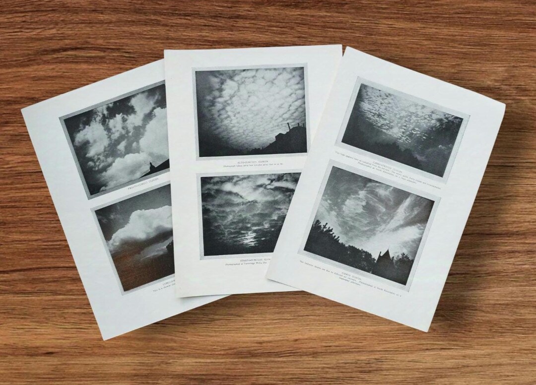 Set of Antique Cloud Names and Classifications Book Print Lithograph ...