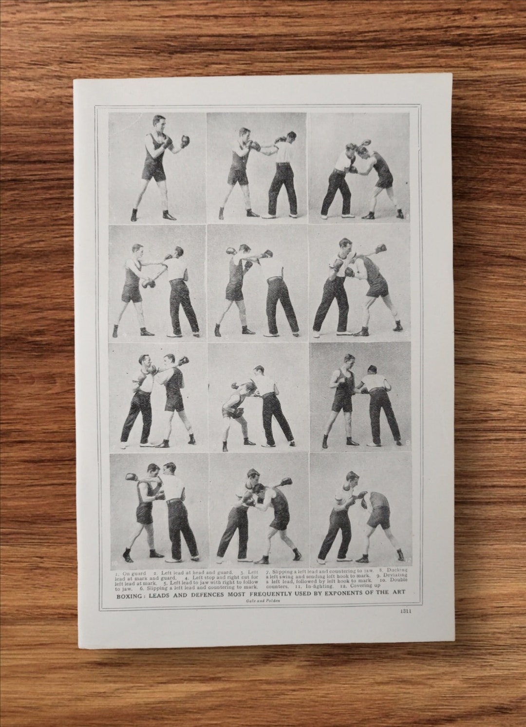 Boxing Print Original Antique 1920s Boxing Leads and Defences Moves Old ...