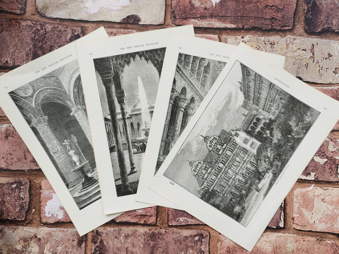 Antique 1890s Gothic Architecture Book Print Lithographs , Victorian ...