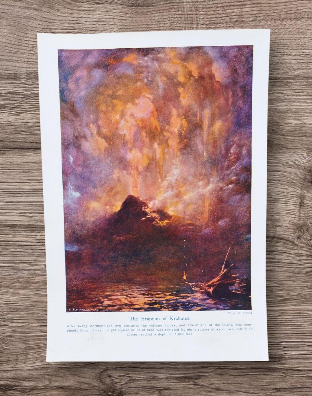 Original Antique 1915 the Eruption of Krakatoa Volcano Volcanic Cone ...