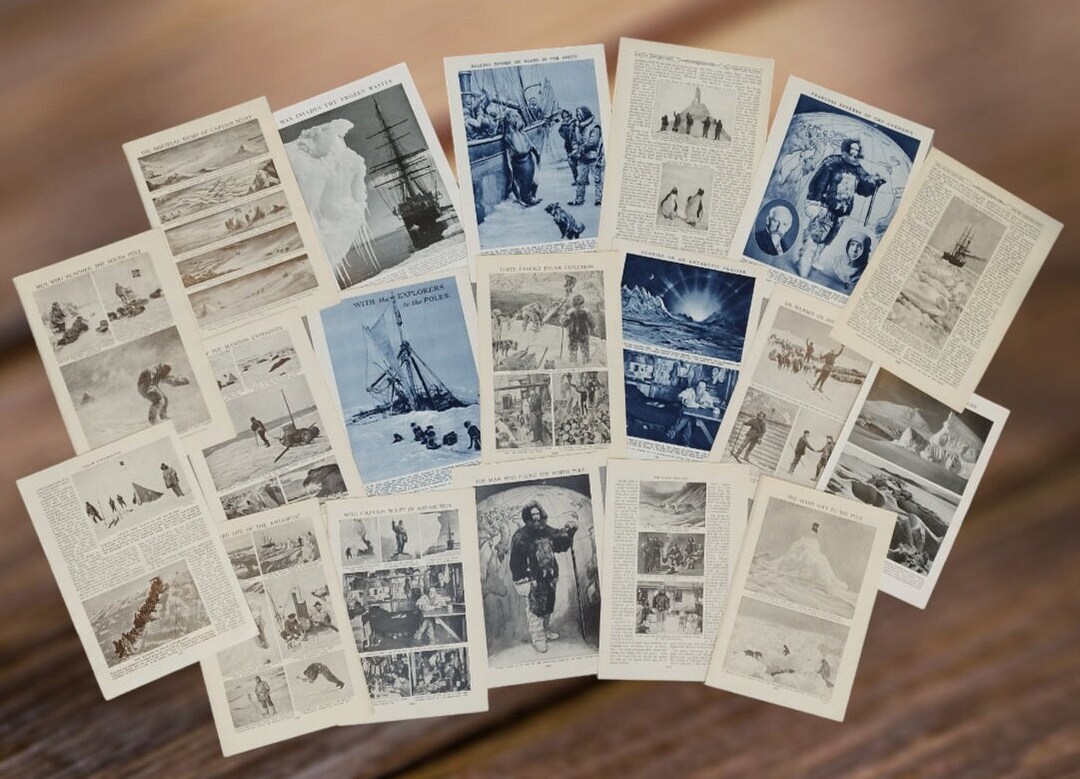 19 X Vintage Polar Explorers Ephemera Book Prints Captain - Etsy