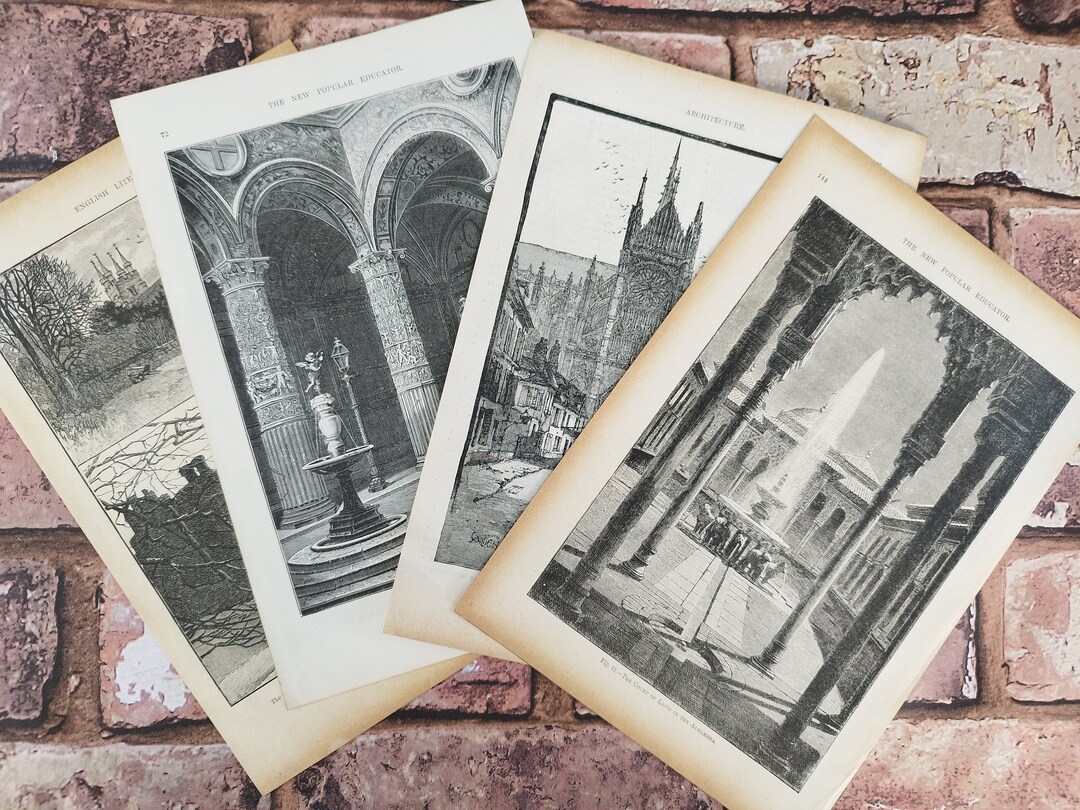 Antique 1890s Gothic Architecture Book Page Lithographs - Etsy