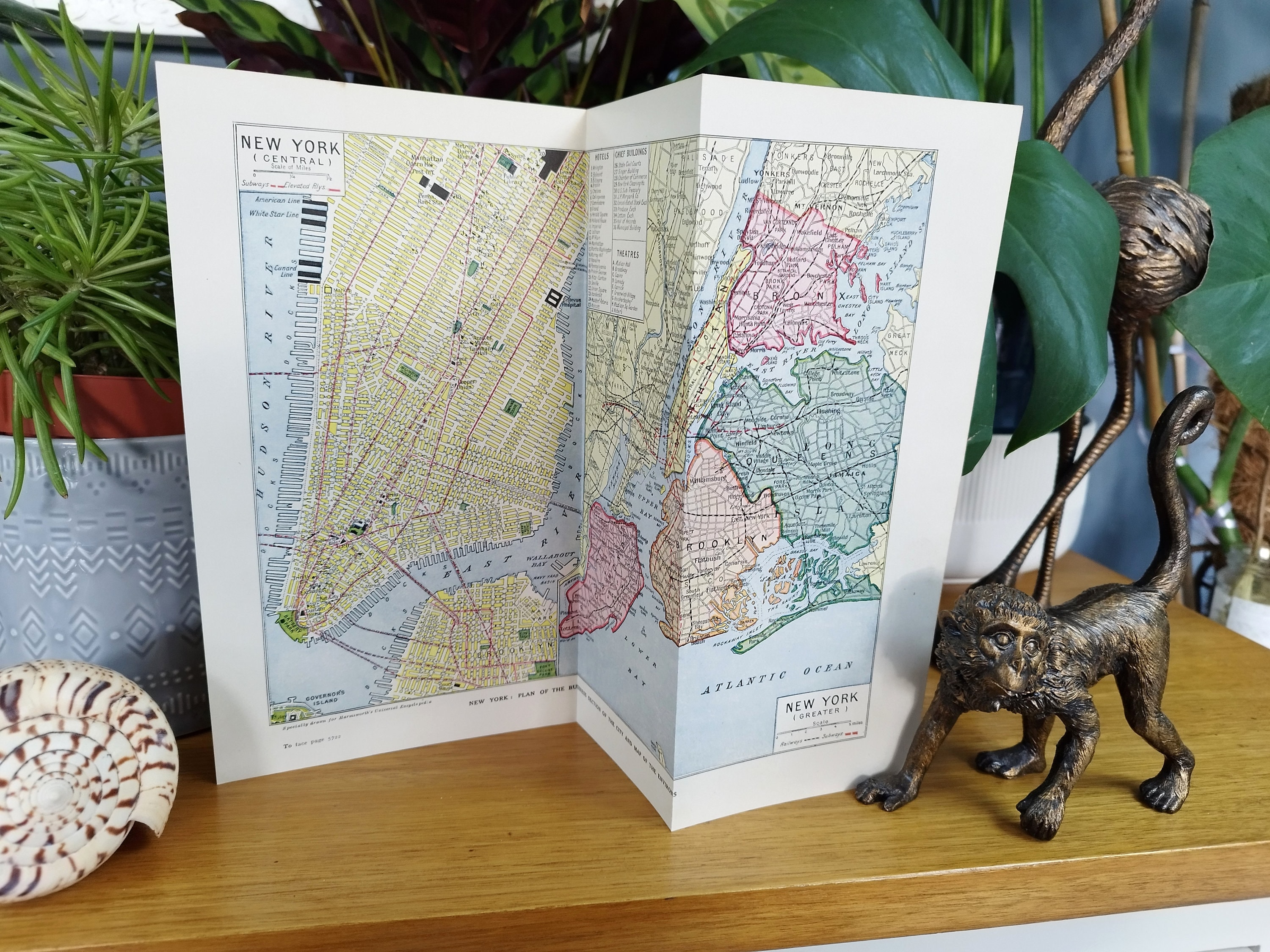 Antique 1920s New York Street Map Book Print Illustration - Etsy